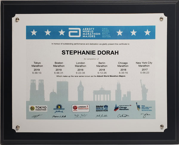 2023 Abbott World Marathon Majors Six Star Plaques & Frames | Fond ...
