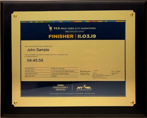 2023 TCS New York City Marathon Plaques & Frames | Fond Memories Graphics